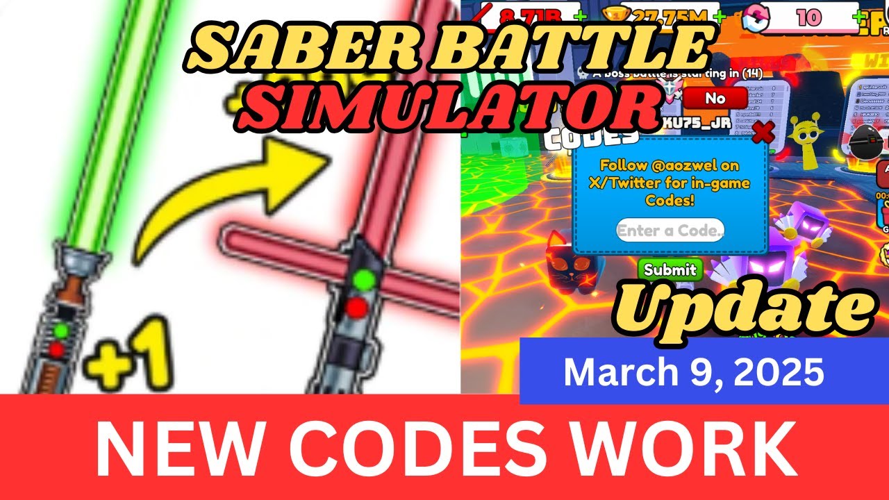 *New Codes* Work Saber Battle Simulator ROBLOX, March 9, 2025 - YouTube