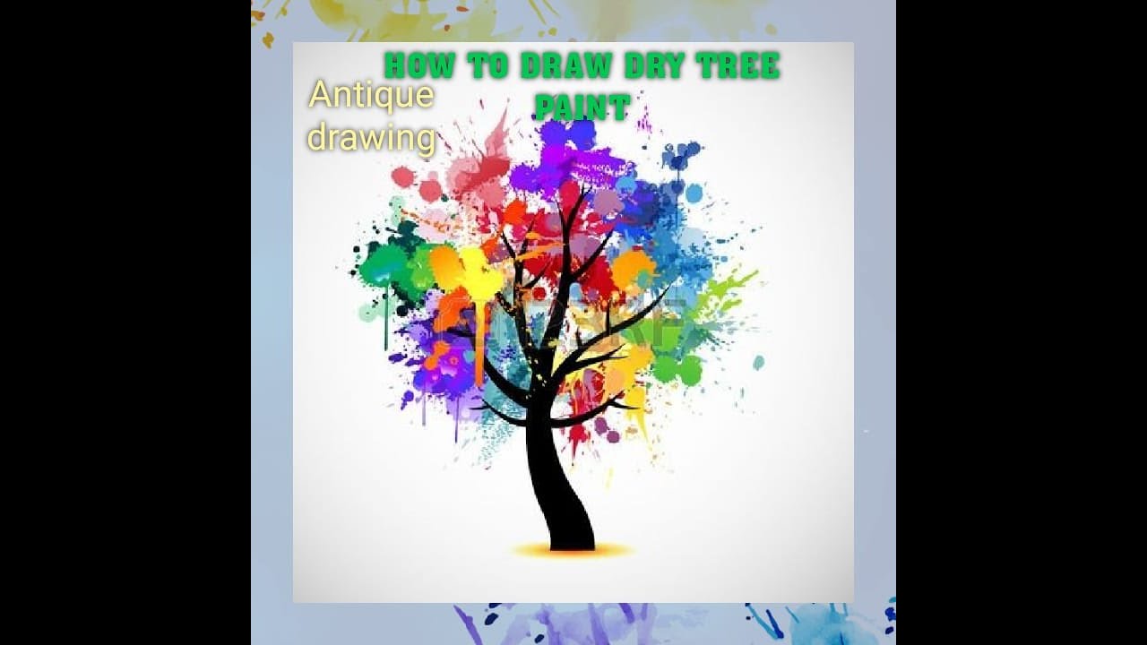 How to draw Dry tree paint with cotton - YouTube