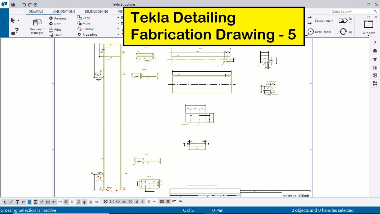 Tekla 2021 Tutorial 31 | Tekla Detailing | Fabrication Drawing - 5 ...