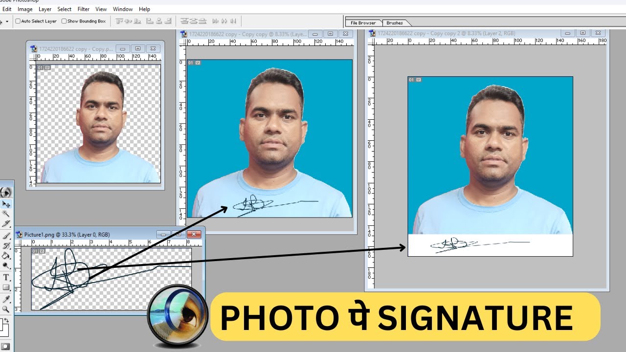 Signature add to Your Photo In photoshop 7.0 Hindi, Photo Pe signature ...