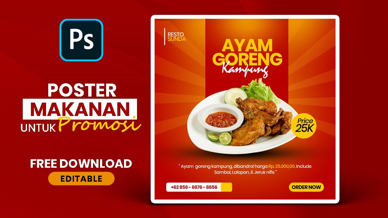 Cara Desain Poster Makanan untuk Promosi | Tutorial Photoshop - YouTube