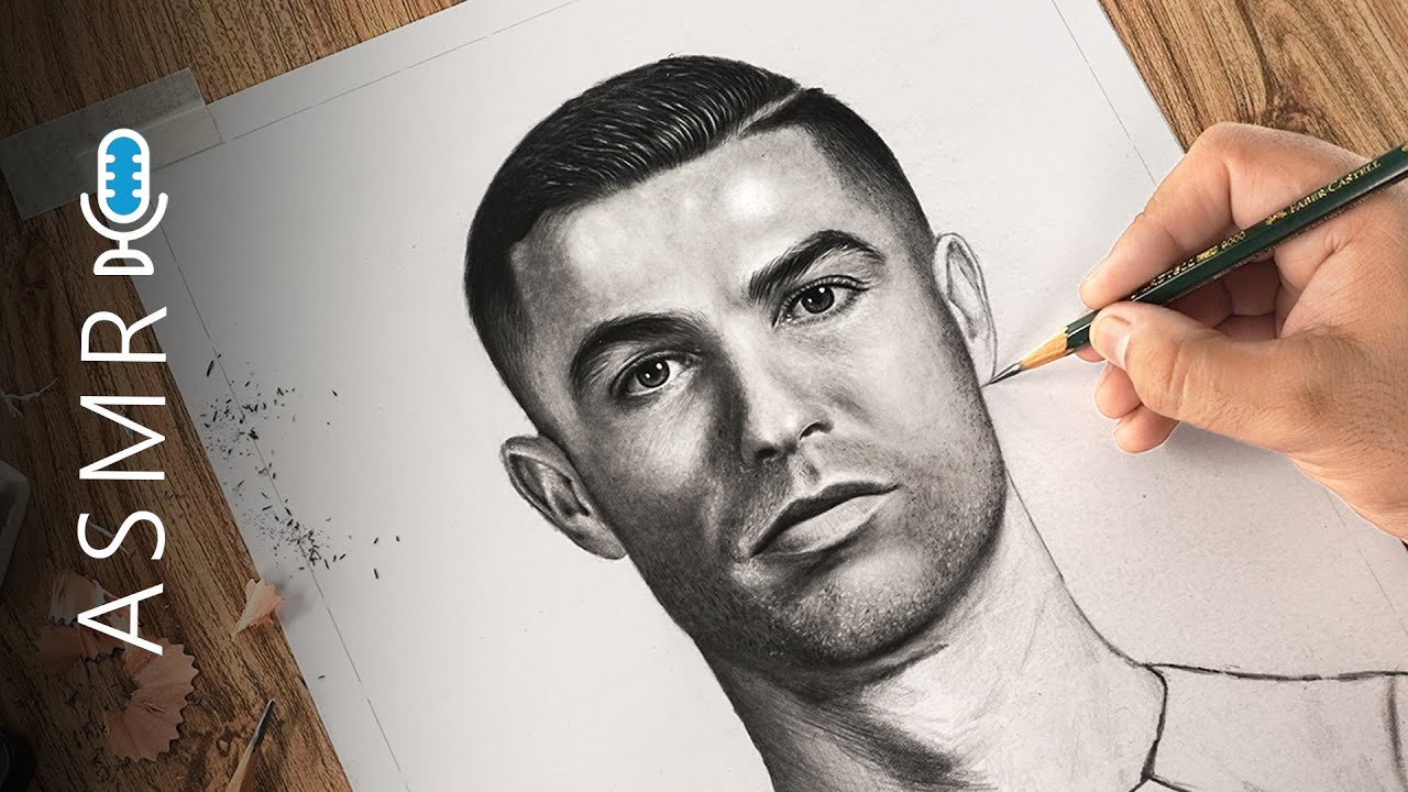 Cristiano Ronaldo Pencil Drawing | ASMR - YouTube
