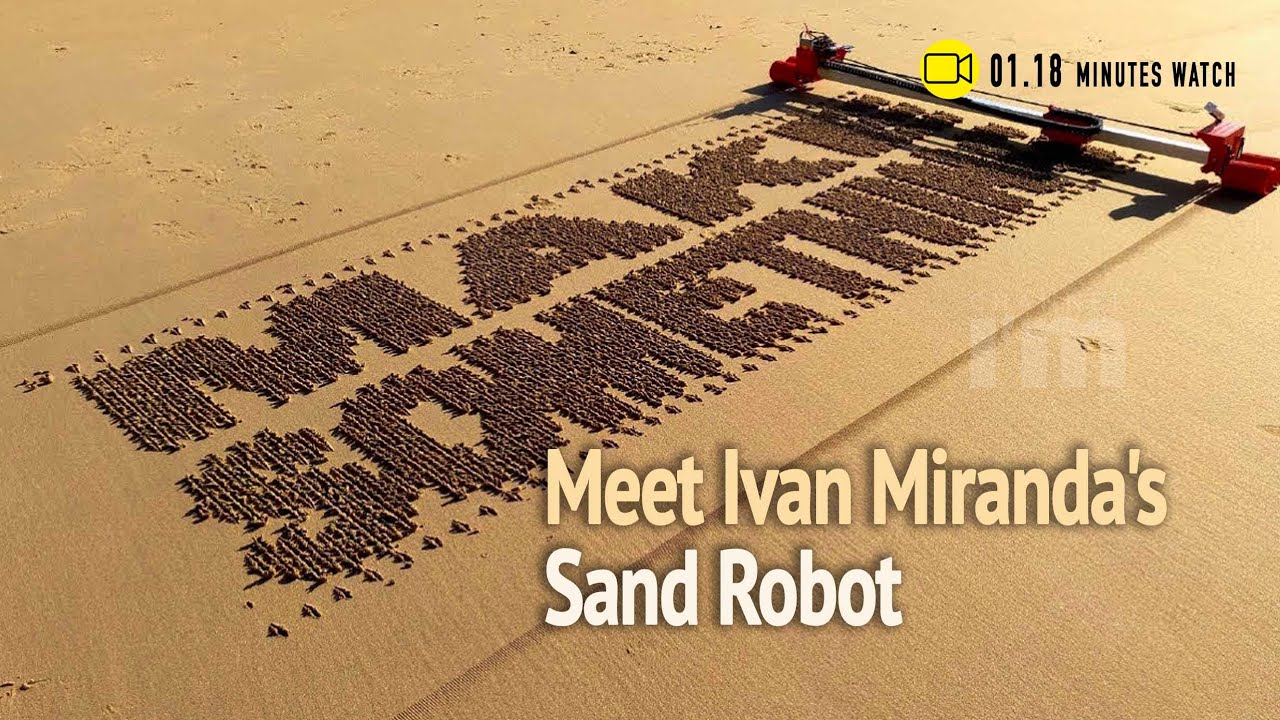 Ivan Miranda's Sand Drawing Robot turns beach into a notepad - YouTube