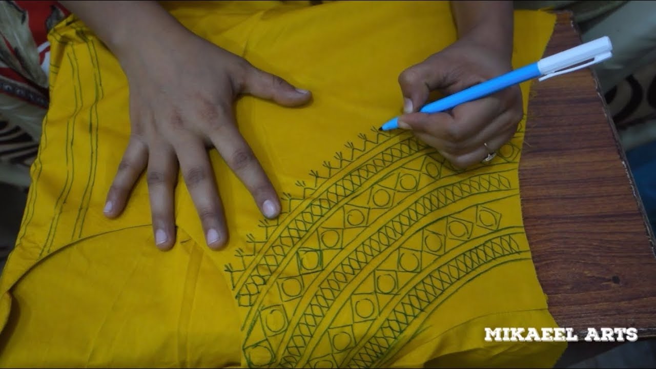 Koti Style Hand Embroidery Sketch Design - YouTube