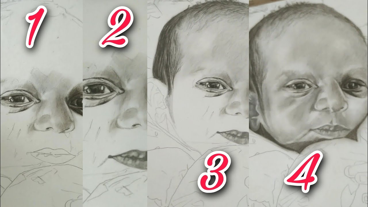Little baby face drawing step by step/ cute baby face sketch by ...