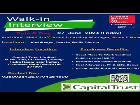 capital trust Ltd microfinance Bharti job location ballia Kushinagar ...