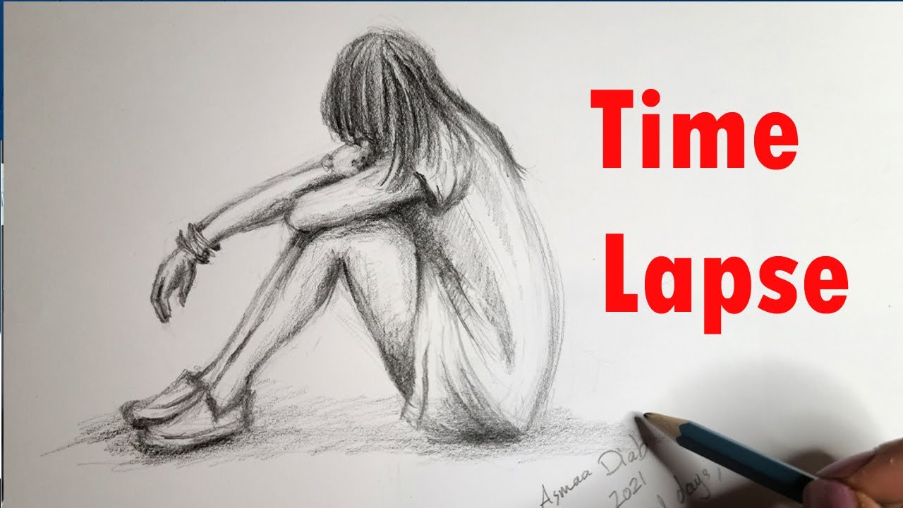 How to Draw Sad Girl crying girl pencil drawing | Time Laps | Speed ...