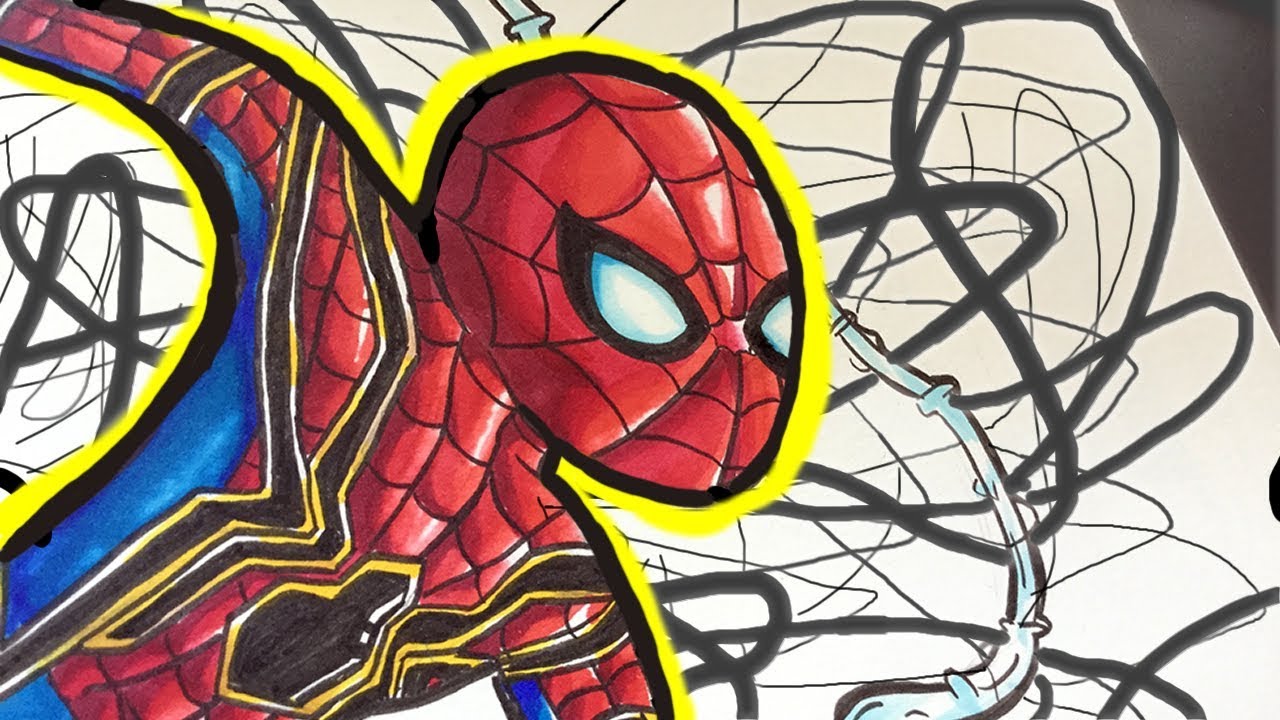 Turning a SCRIBBLE into SPIDER-MAN! | Scribble Art Challenge! Avengers ...