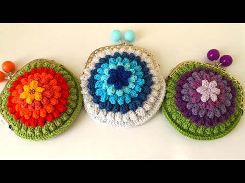 Örgü Popcorn Romashka Cüzdan Yapımı