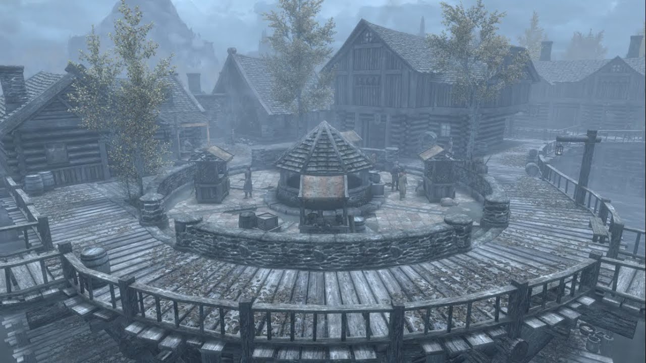 Riften Market (Skyrim) - Serene Scene (1 Hour) - YouTube