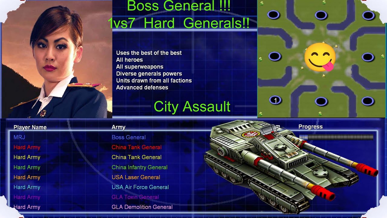 Command Conquer Generals Zero Hour Boss General 1 vs 7 Hard Generals ...