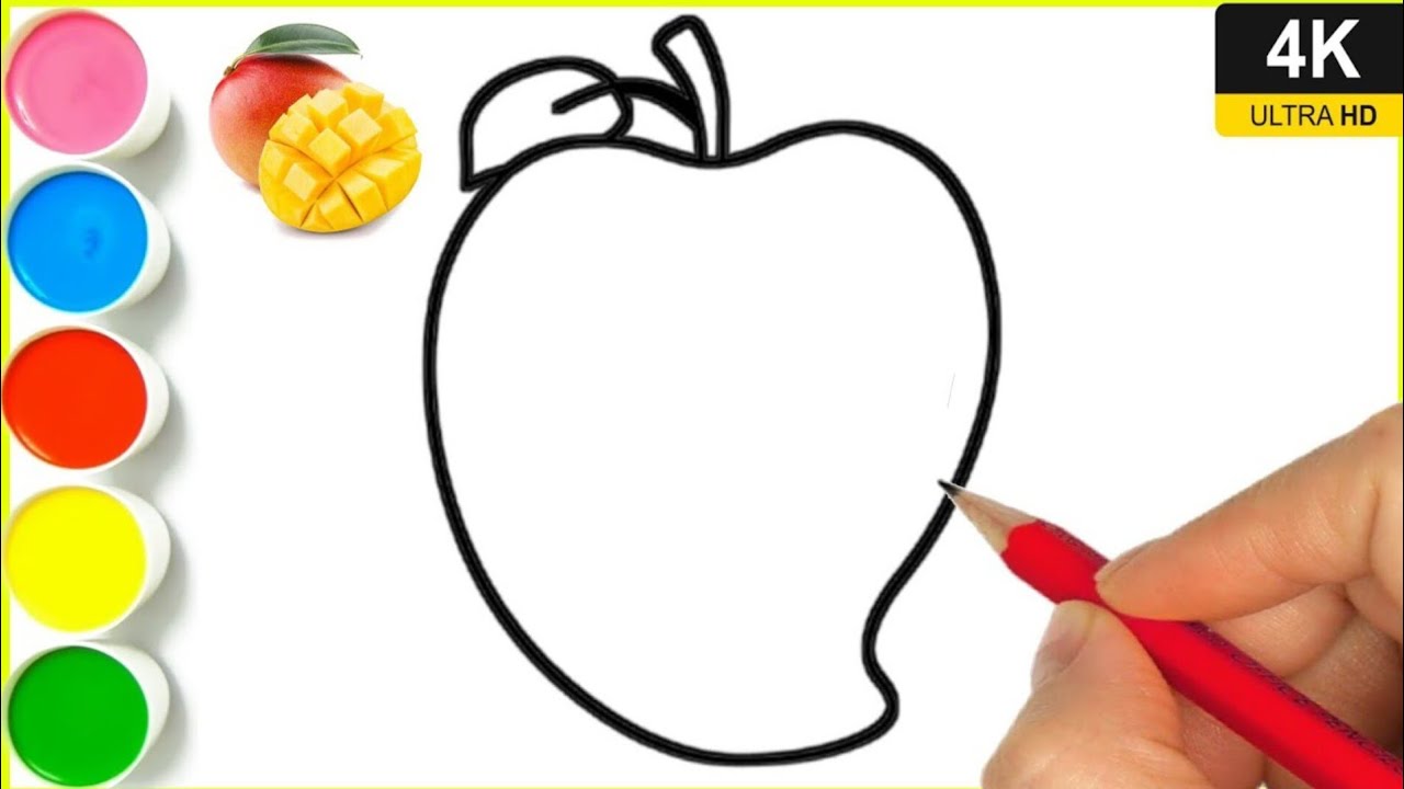 How to draw a mango for beginner||summer drawing for kids mango drawing ...