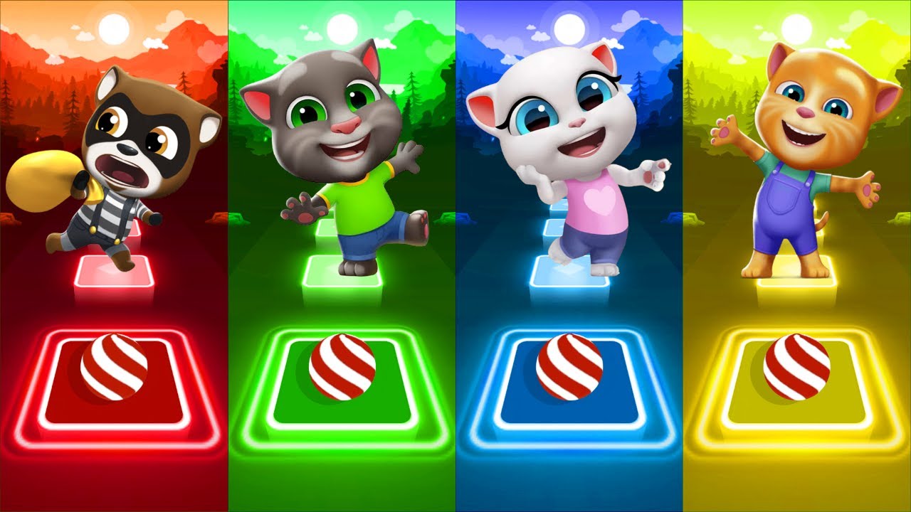 Roy 🆚 Tom 🆚 Angela 🆚 Ginger - Who Is Best? Talking Tom | Tiles Hop ...