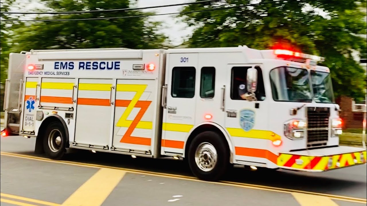 UNIVERSITY HOSPITAL EMS RESCUE 1 RESPONDING ON IRVING TURNER BOULEVARD ...