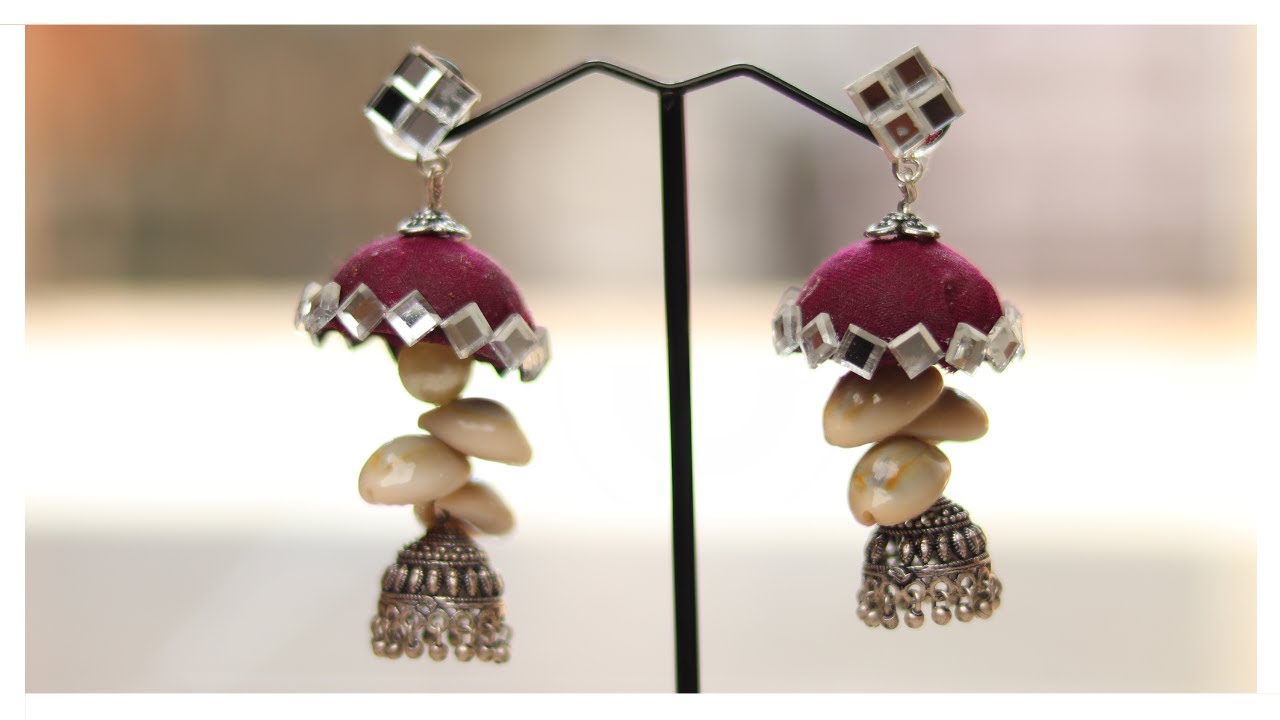 DIY Trendy Kalamkari Jumkha Earring Tutorial | Fabric Jewellery Making ...