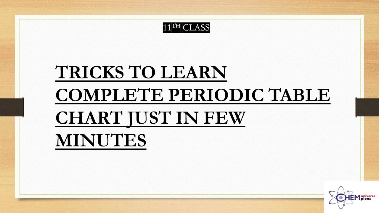 TRICKS to learn complete periodic table chart @chempions_universe - YouTube