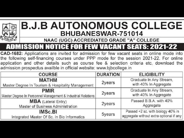 Bjb Autonomous College Logo Plus III Admission: Highest Cut Off Marks