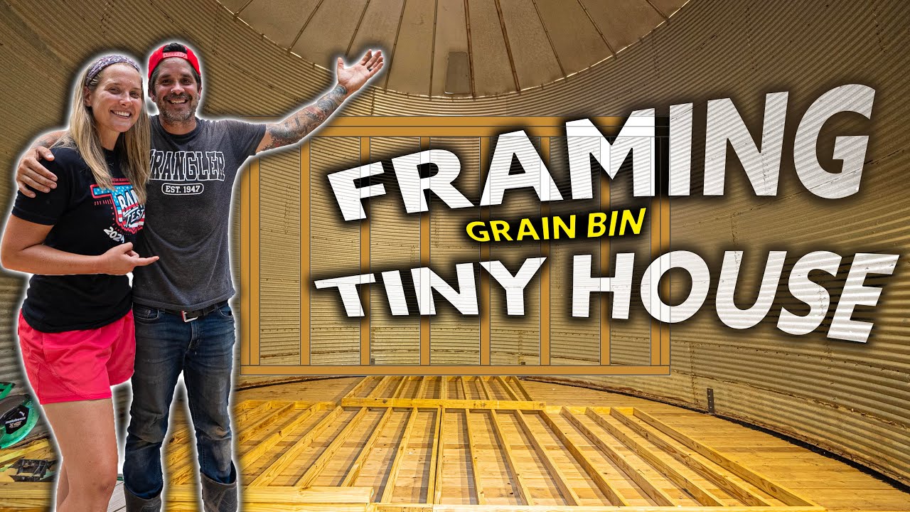 FRAMING Grain Bin TINY HOUSE & Finish Steps For Deck - YouTube