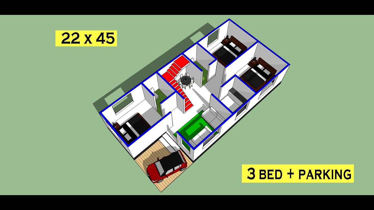 22 x 45 simple village house plan design II 22 x 45 ghar ka naksha II 3 ...