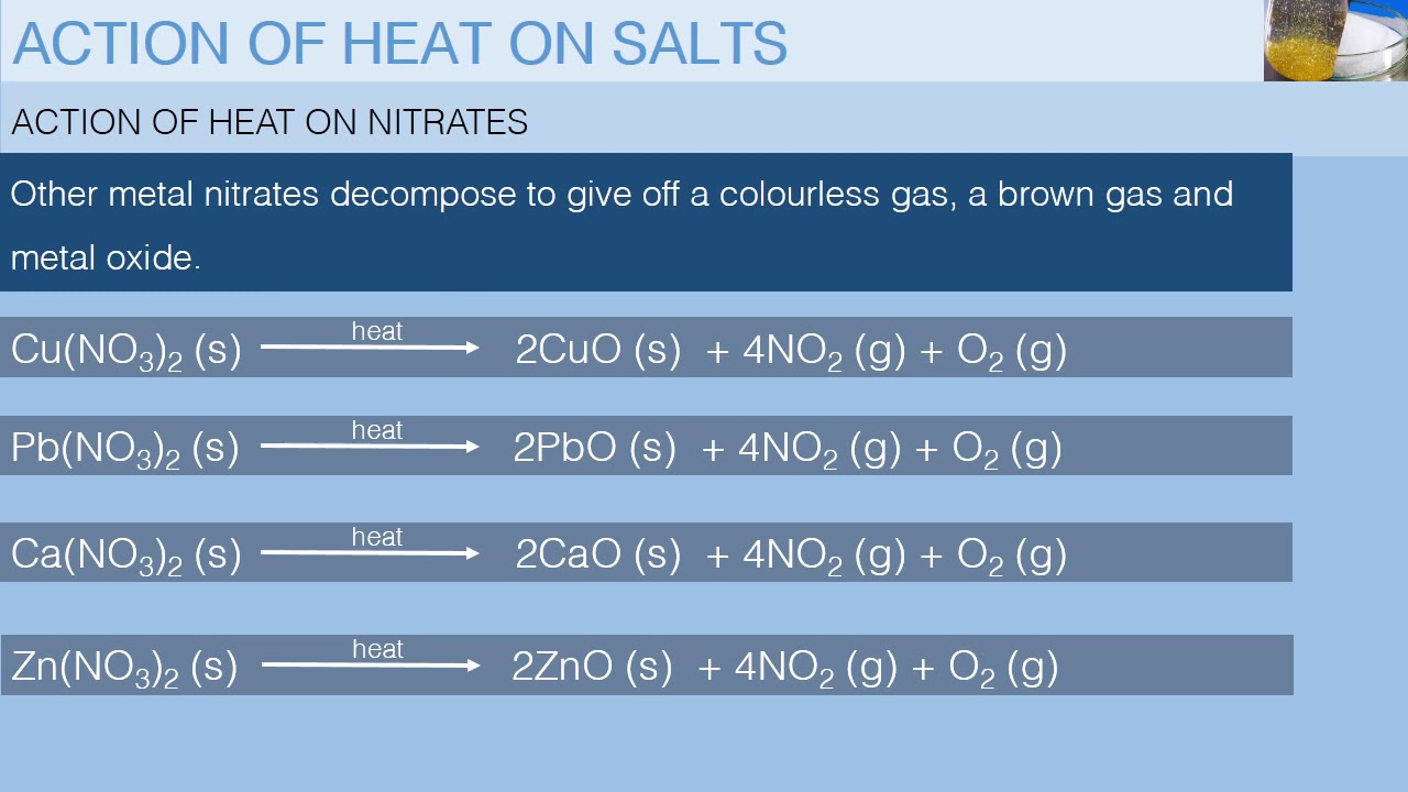 Action of heat on salts nitrates - YouTube