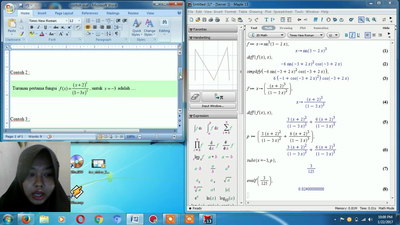 Mencari Turunan Pertama dengan Menggunakan Maple 13 - YouTube