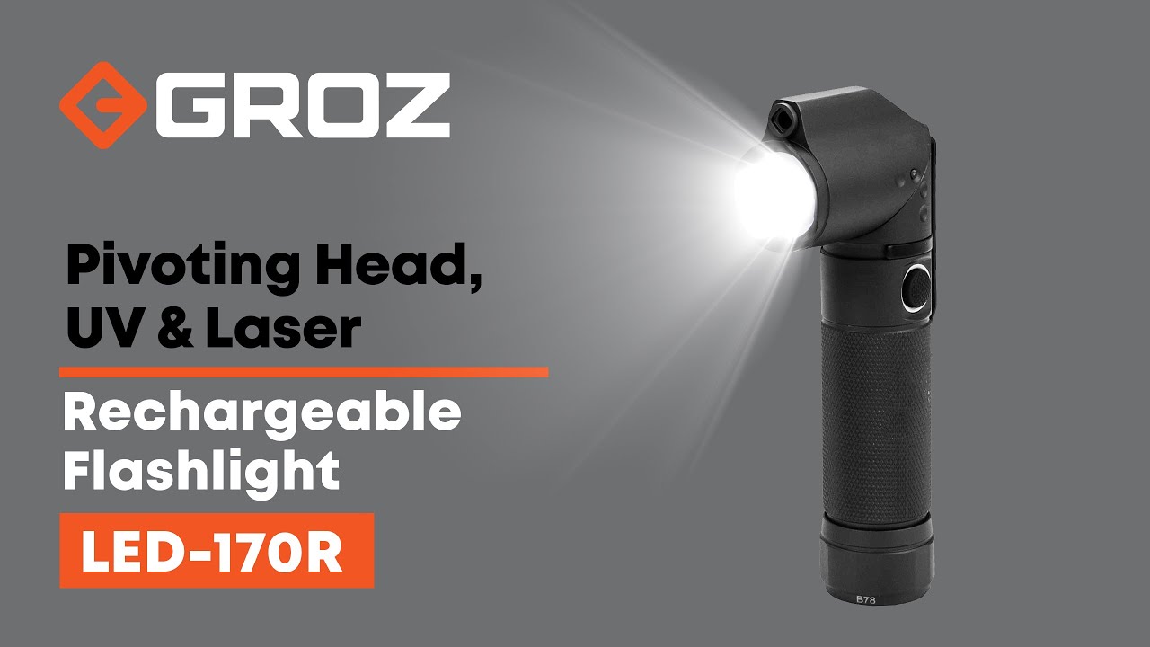 GROZ Flashlight with Pivoting Head, UV & Laser (LED 170R) - YouTube