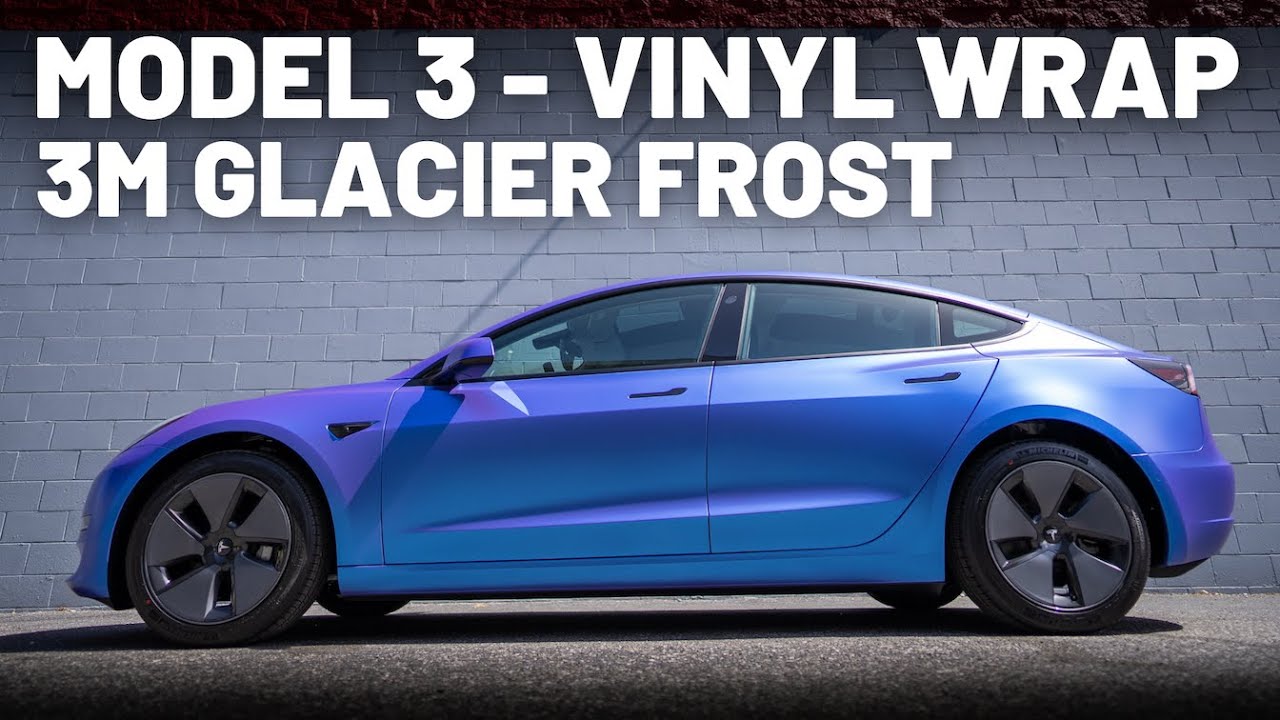 Tesla Model 3 - 3M Satin Glacier Frost Vinyl Wrap - YouTube