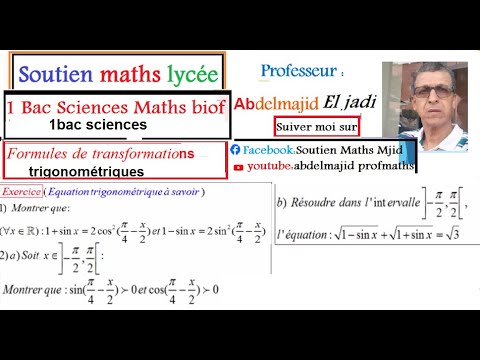 Formules de transformations trigonométriques/ Equation trigonométrique ...
