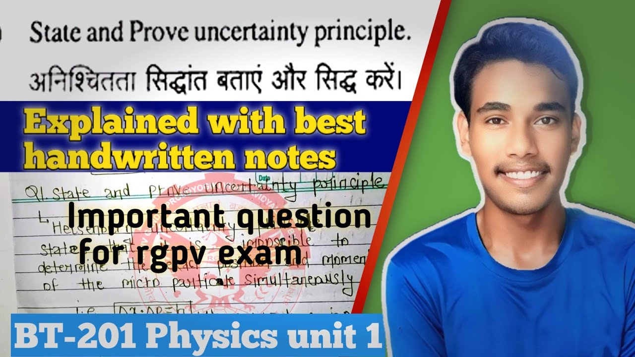 Derivation of Heisenberg Uncertainty Principle |RGPV Exam| Engineering physics BT-201|B.Tech1st ...