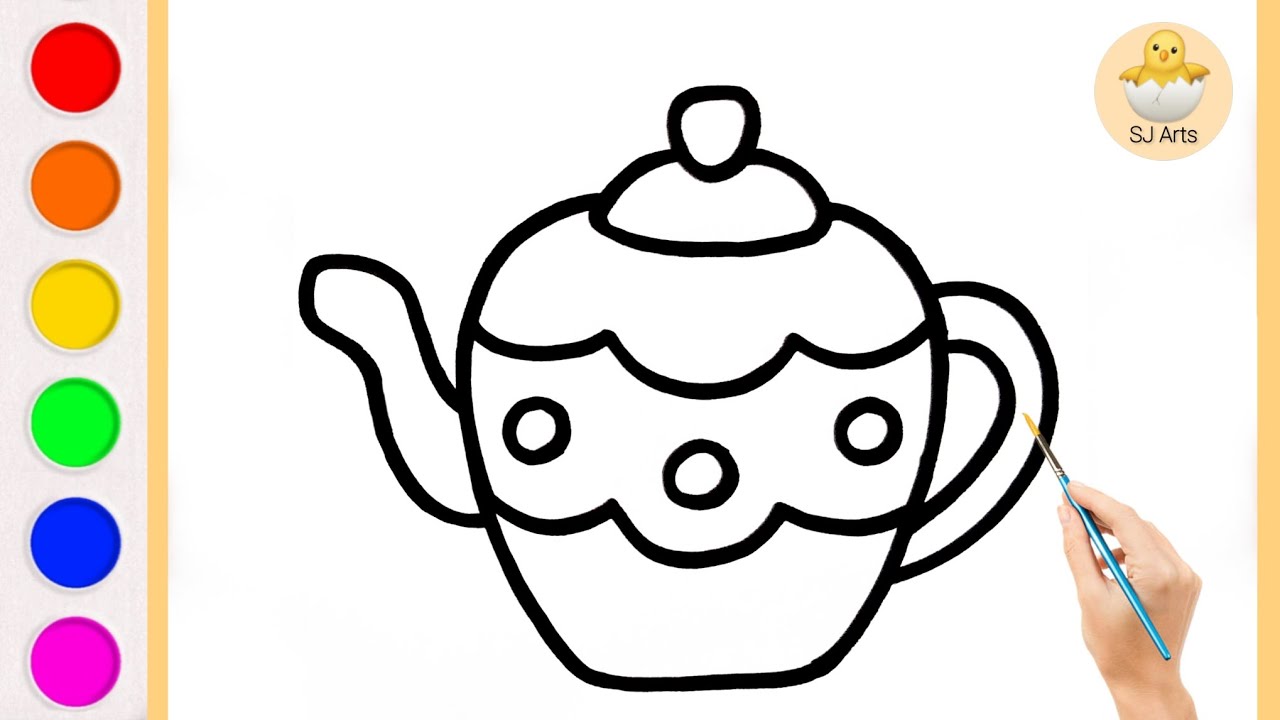 How to draw a beautiful teapot step by step|teapot drawing - YouTube