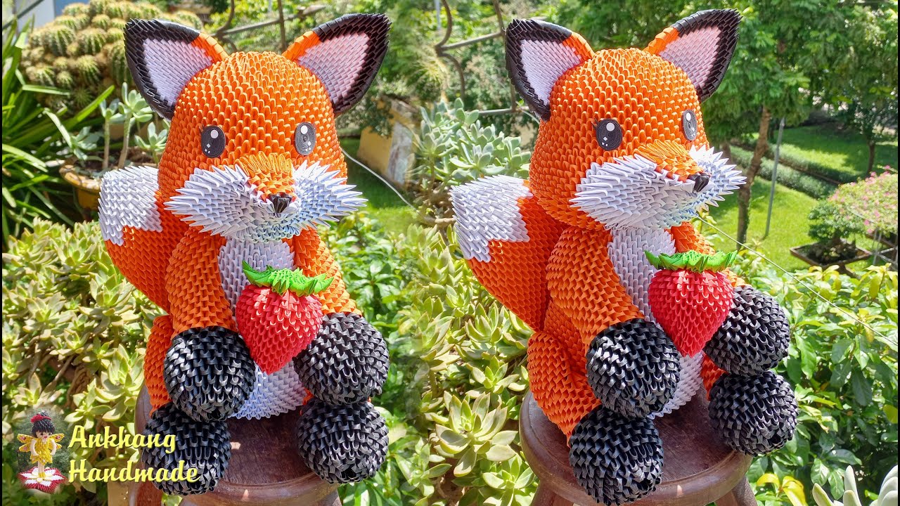 3d origami cute fox | paper cute fox , home showpieces idea - YouTube