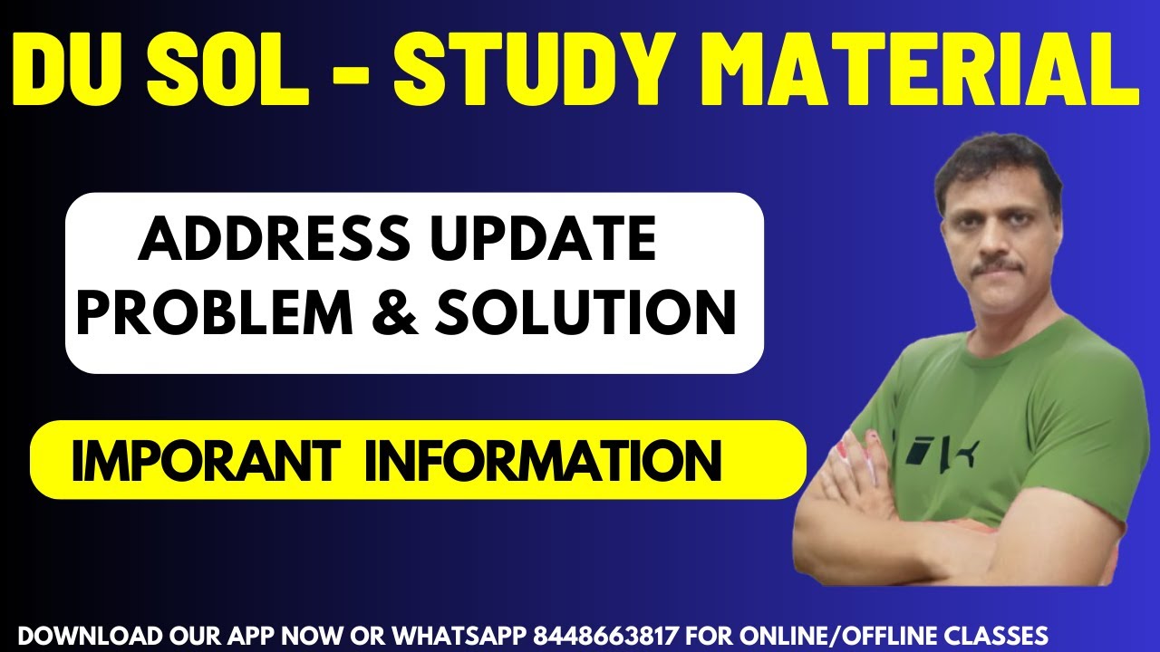 DU SOL Study Material - Address Update Problem & Solution | SOL Adress ...