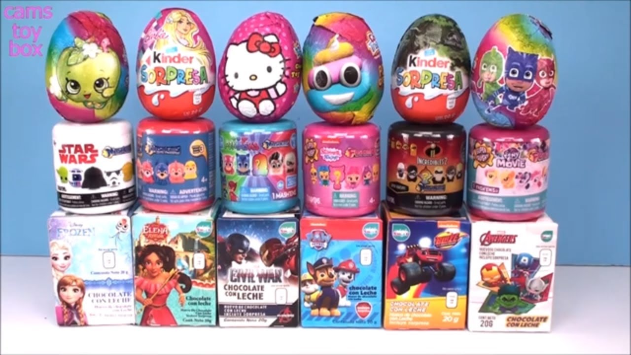 Surprise Chocolate Eggs Mashems Fashems Kinder PJ Masks Hello Kitty Paw ...