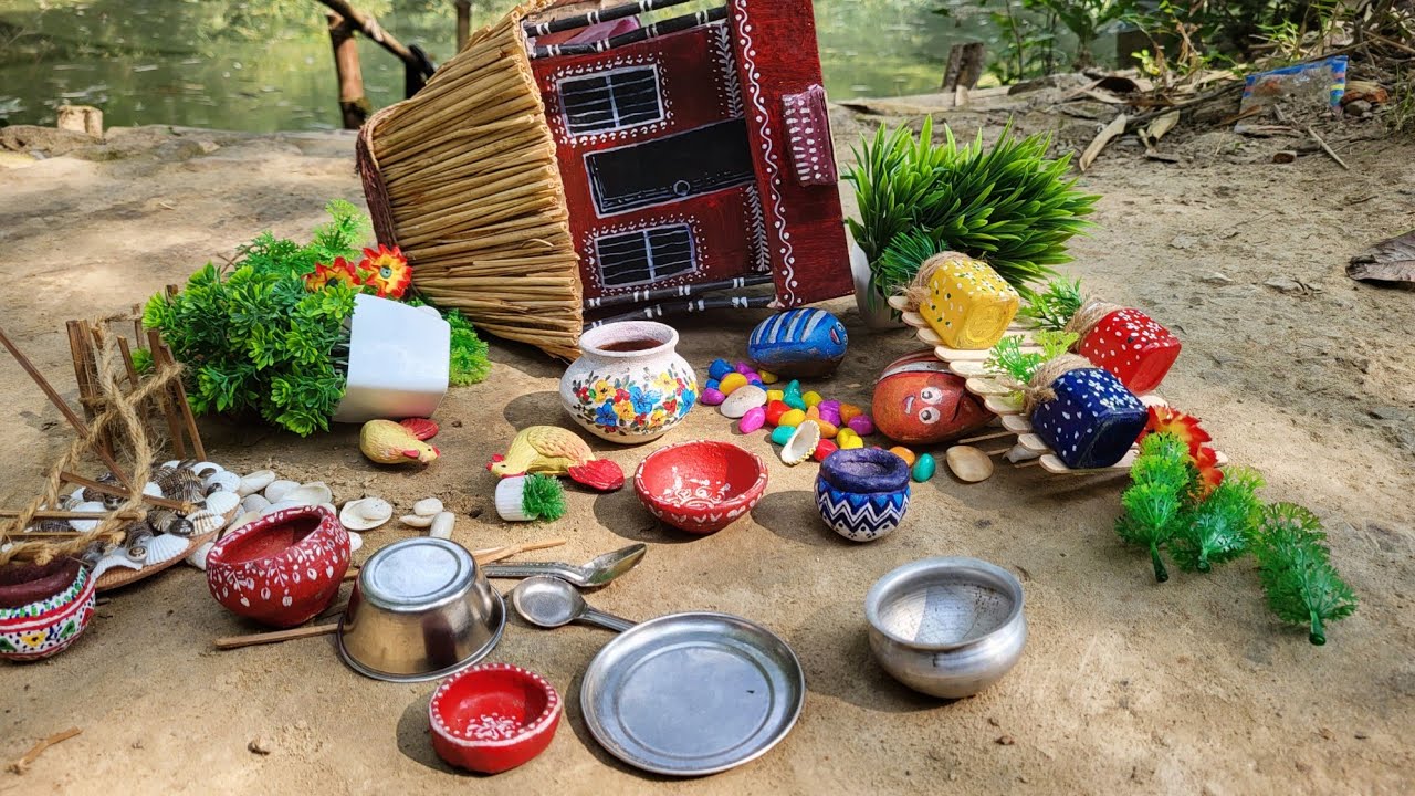 Miniature cooking set / Mini Kitchen setup video/Mini Kitchen Village ...