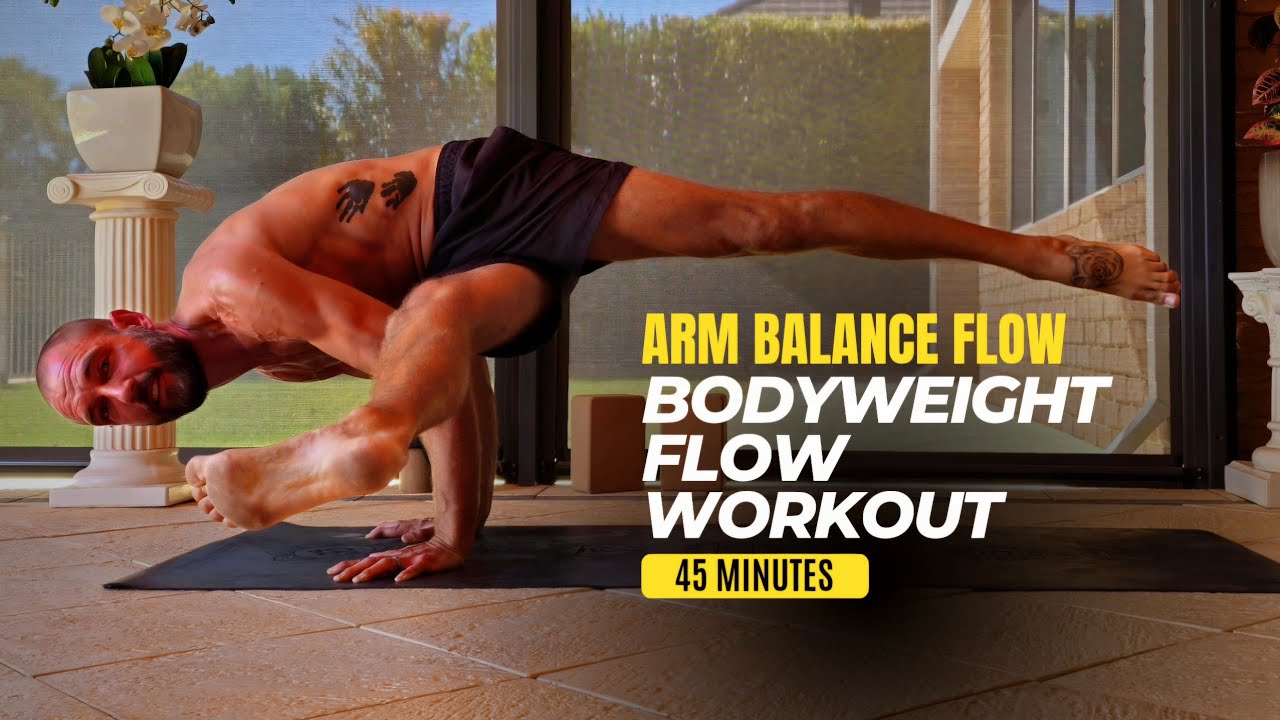 45 Minute Challenging Bodyweight Workout Flow with Side Crow Pose Variation - YouTube