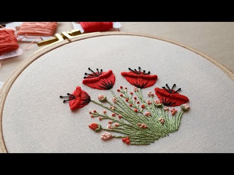 GELİNCİK ÇİÇEĞİ NAKIŞI   |  POPPY FLOWER EMBROIDERY