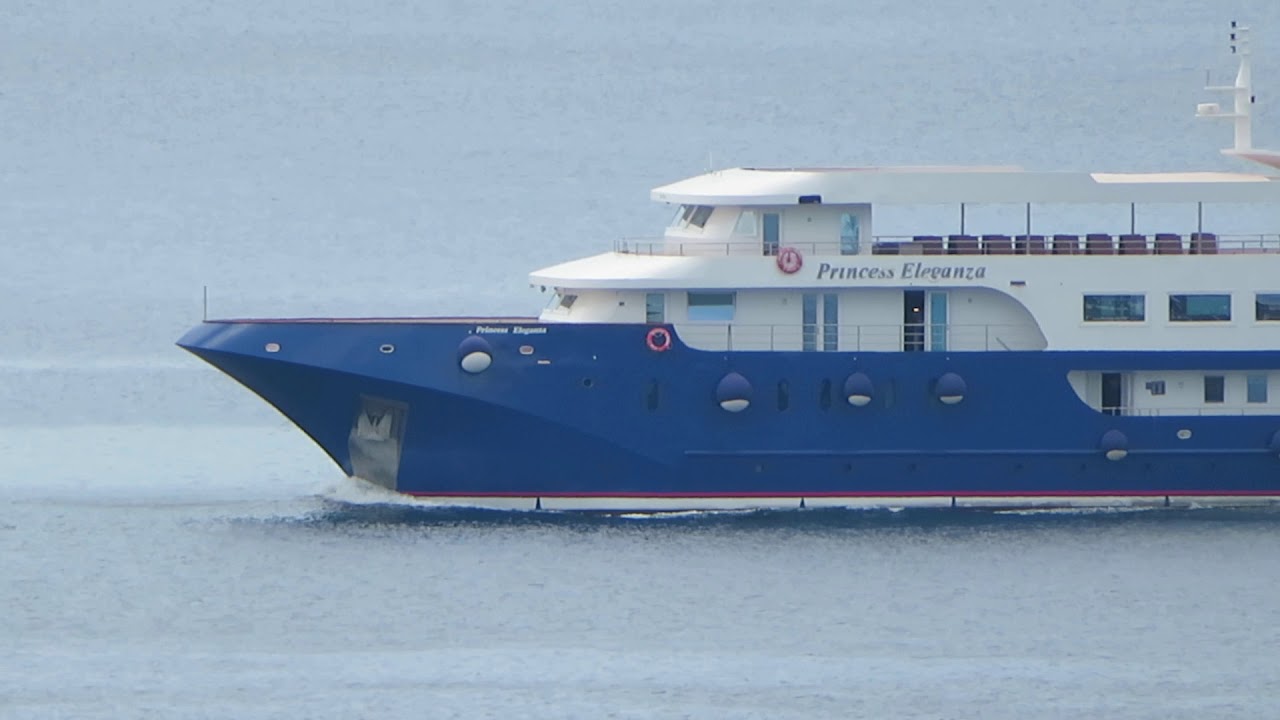 Mini cruise ship PRINCESS ELEGANZA in Vinodol Channel near Crikvenica ...