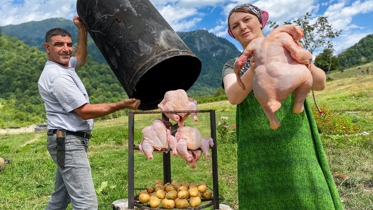 HOW TO COOK DINNER IN AN IRON BARREL? Unforgettable Juicy Chicken ...