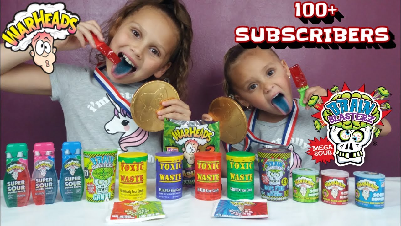 100 SUBSCRIBERS SUPER SOUR SWEET REVIEW - WARHEADS - TOXIC WASTE ...