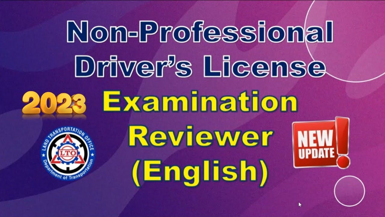 2023 Non-Professional Drivers License Exam Reviewer (English) Part 1 ...
