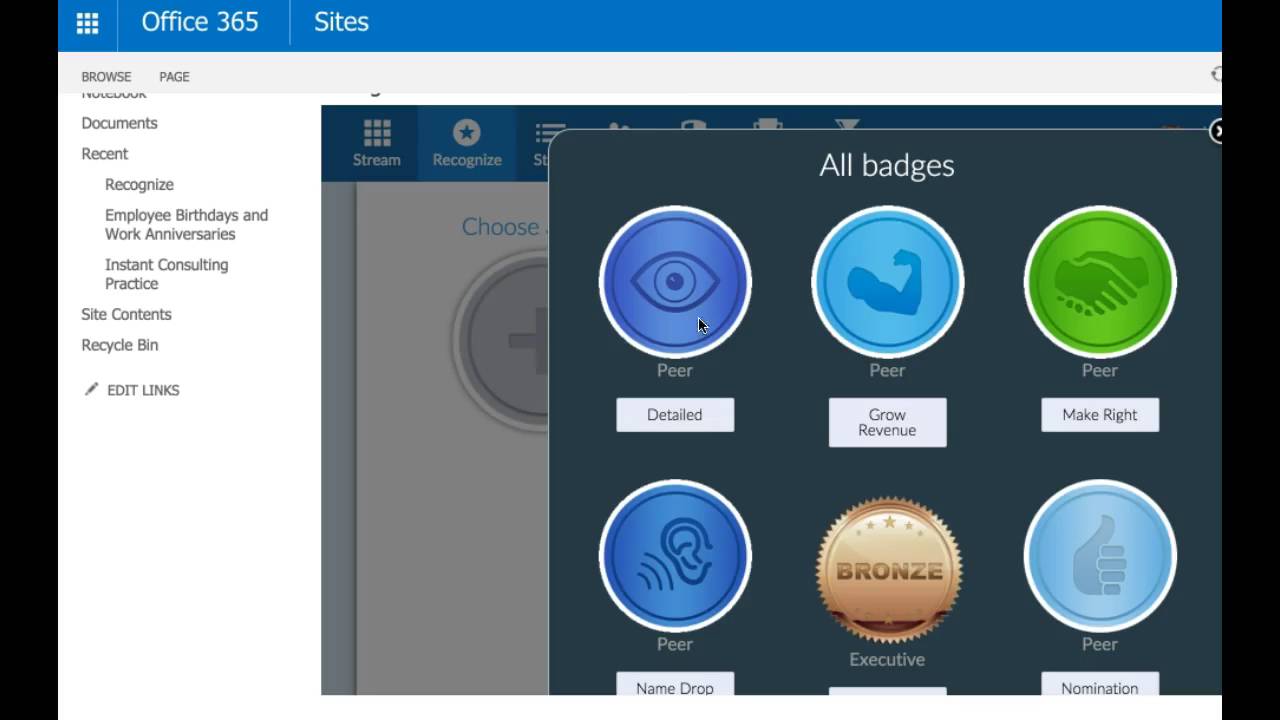 Send employee recognition from Sharepoint or Yammer - YouTube
