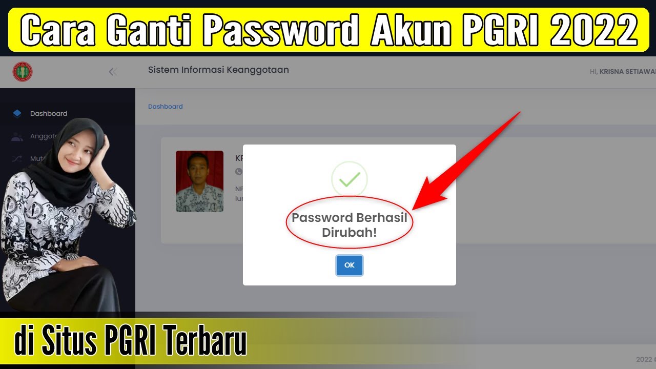 cara ganti password akun login situs pgri 2022 - YouTube