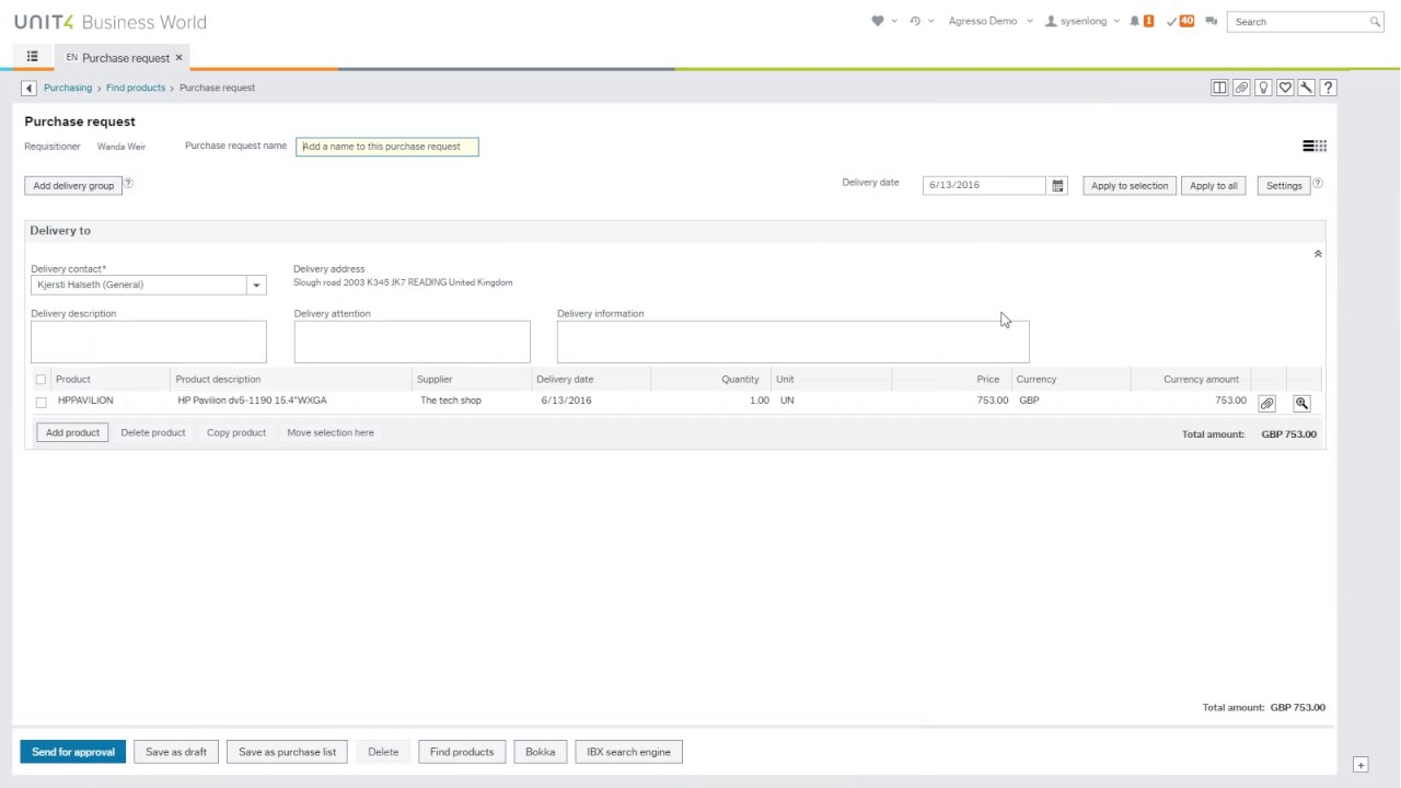 Agresso Unit4 Entering a Purchase Request - YouTube