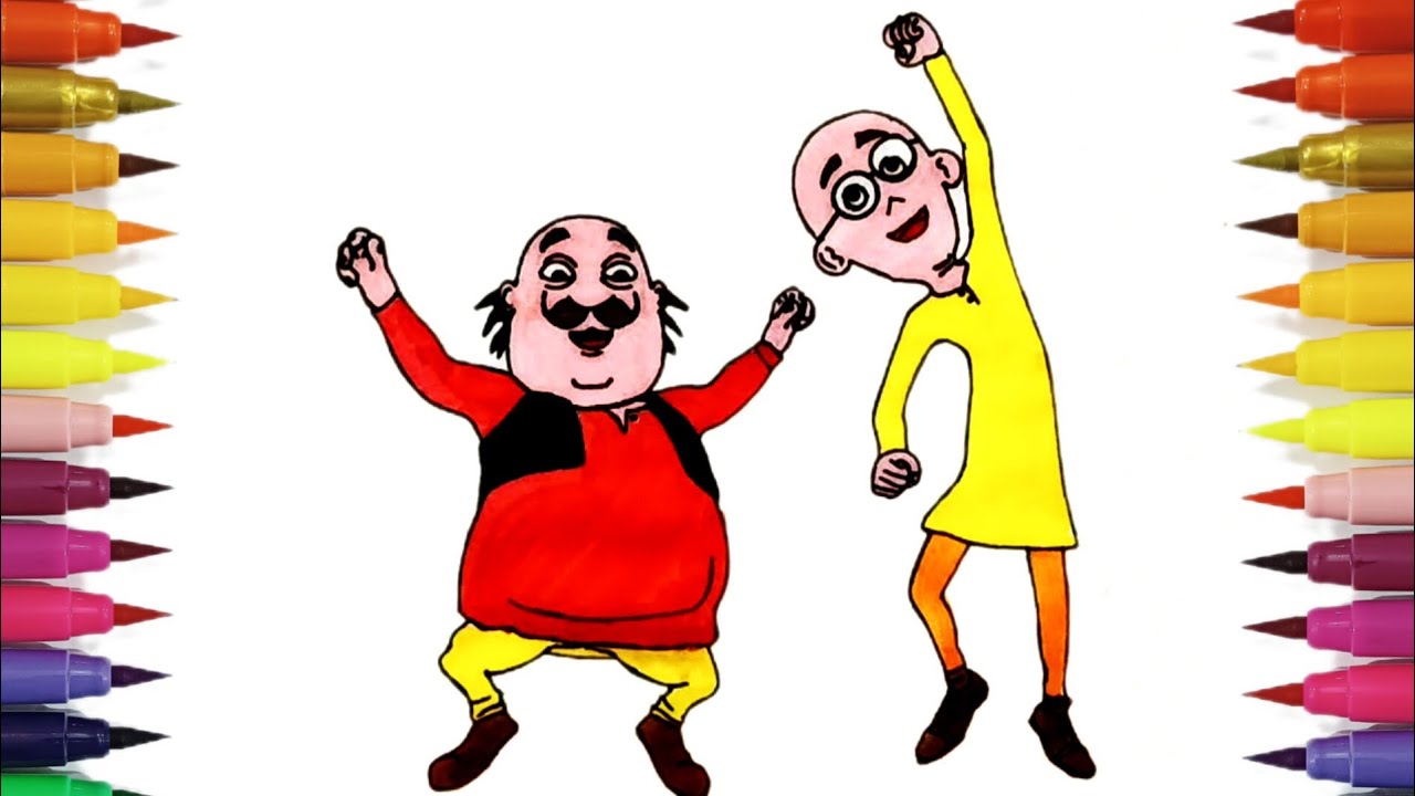 How to draw and color Motu Patlu for kids and toddlers | easy drawing ...