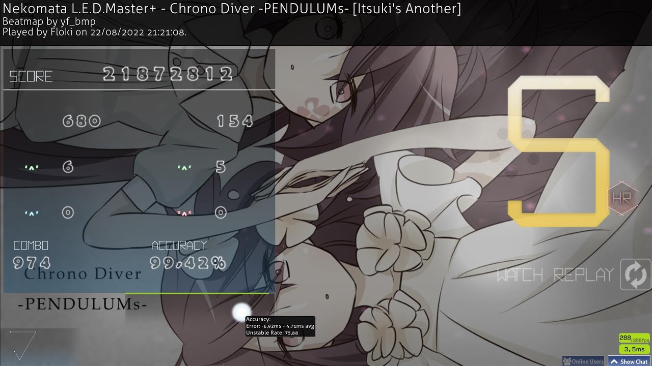 Nekomata L.E.D.Master+ - Chrono Diver -PENDULUMs- [Itsuki's Another] +HR FC 99,42% - YouTube