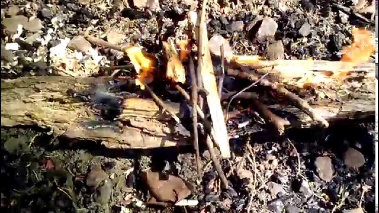 First fire made with char cloth! - YouTube