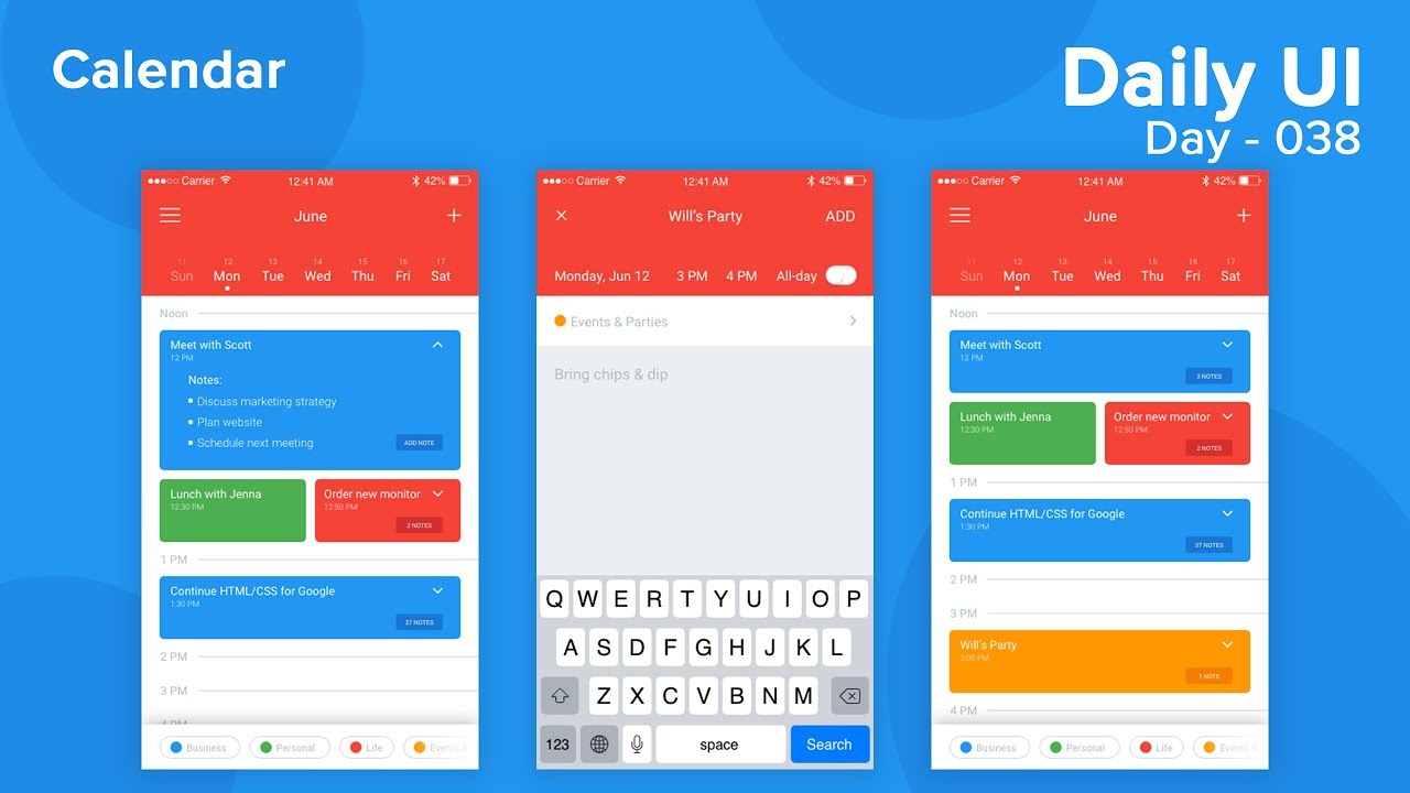 Daily UI - Day 038 - Calendar - YouTube