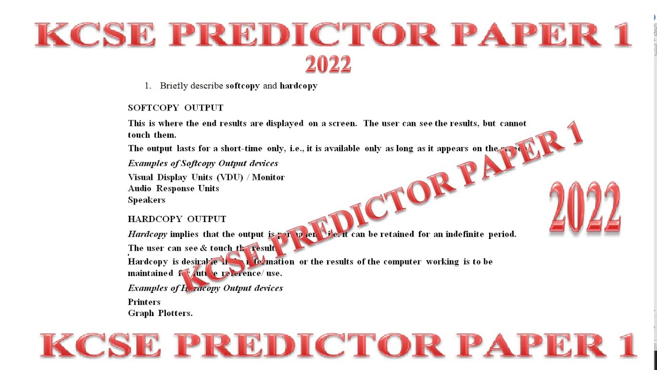 KCSE 2022 PAPER 1 PREDICTOR | ALL TOPICS CONSIDERED | TABLE OF ...