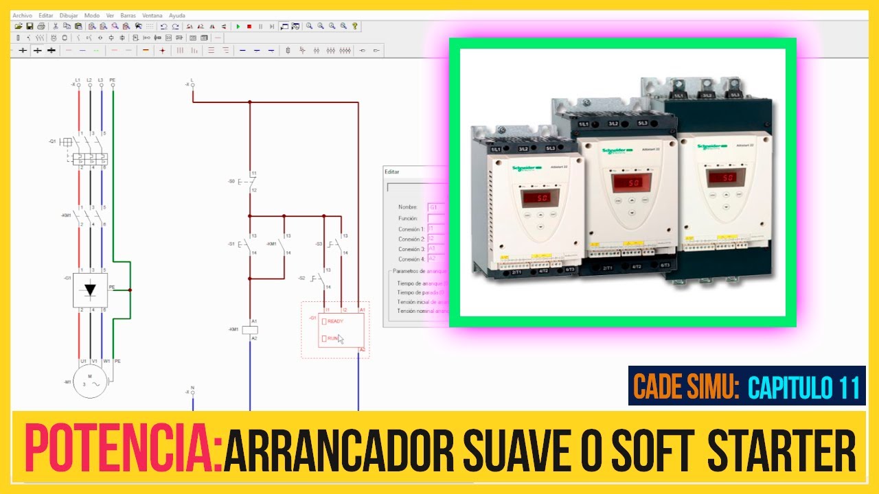ARRANCADOR SUAVE O SOFT STARTER EN CADE SIMU - YouTube