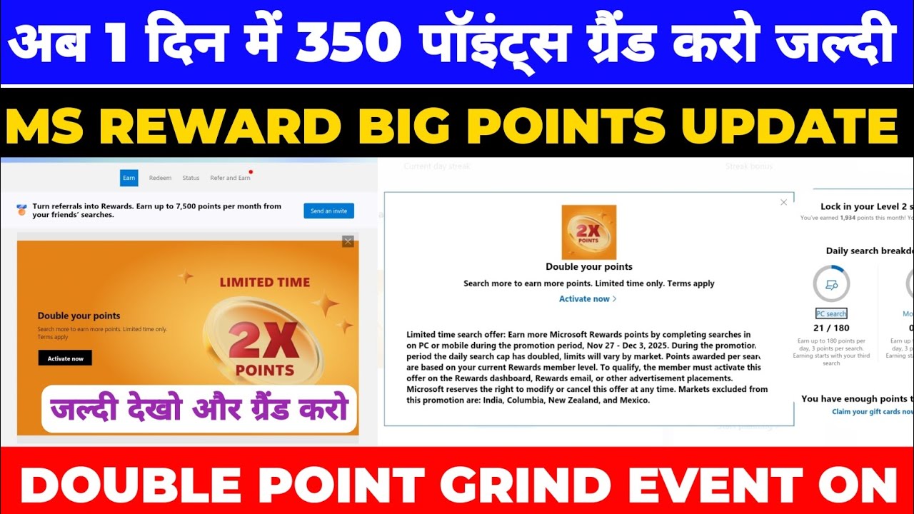 MS Reward Big Points Update | 1 Din Me 350 Points Kaise Grind Kare ...